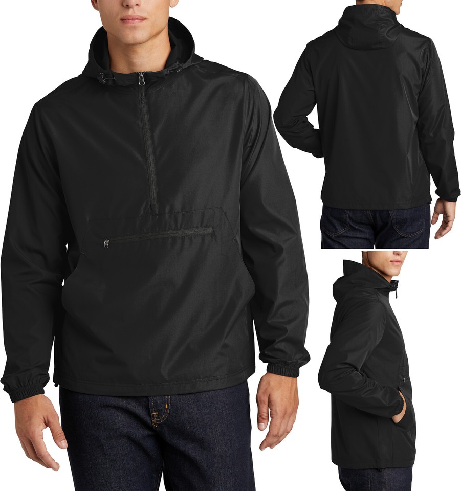 Mens Weather Fighting Packable Hooded Anorak Wind Jacket Pullover XS ...
