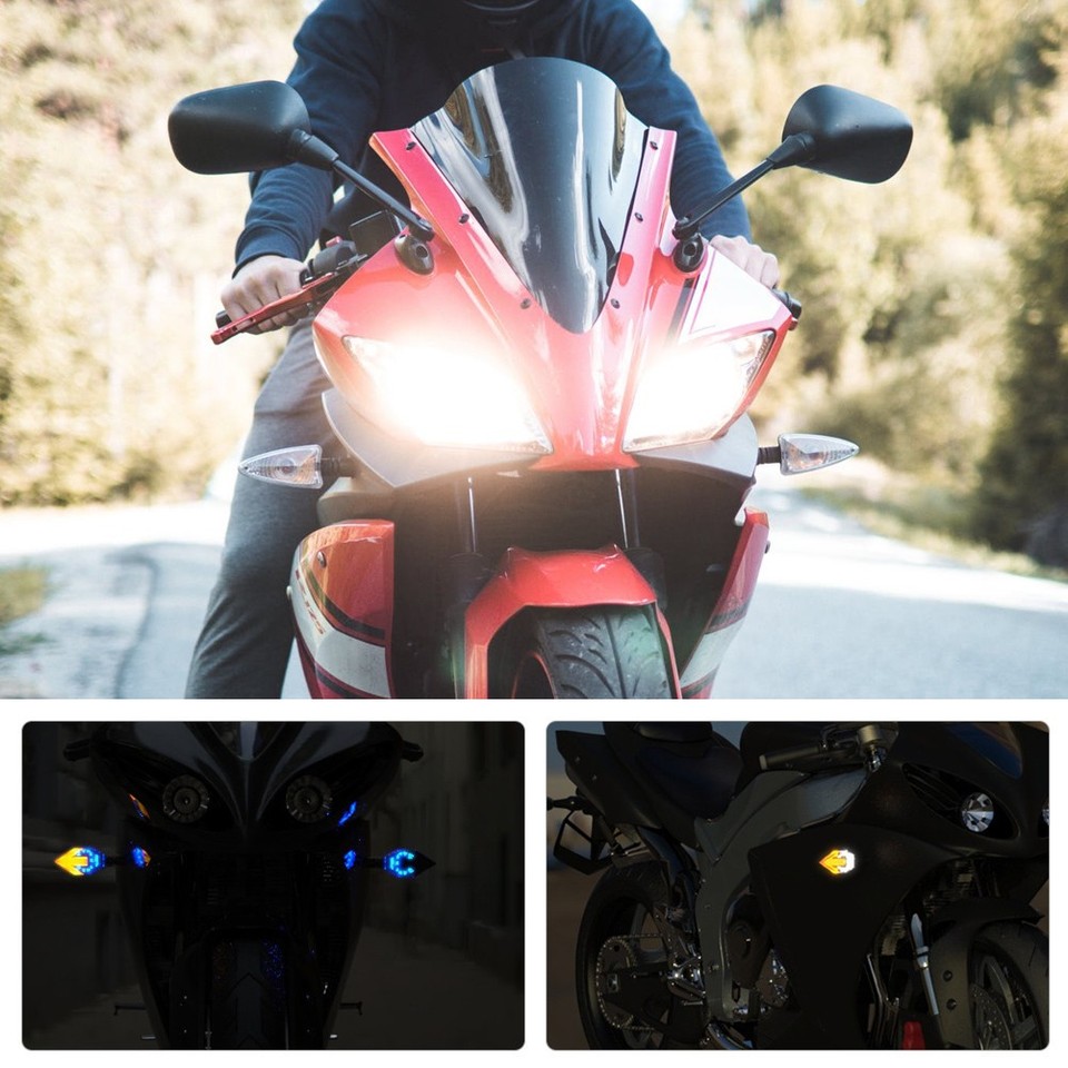2pcs Motorbike LED Turn Light Two-color Signal Light Indicator Blinker ...