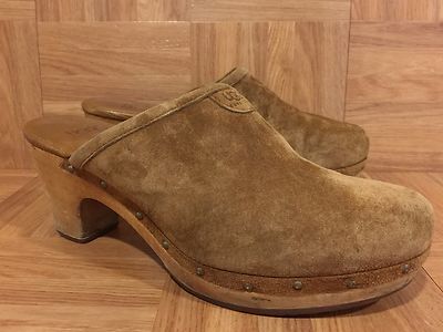 CUTE ️ UGG Australia Abbie Clogs Chestnut Suede Wooden 5772 Sz 8 | eBay