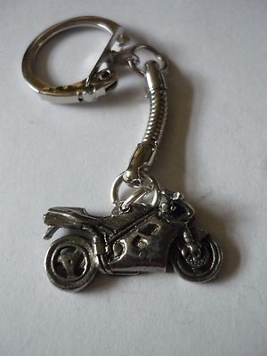 Sport Motor Bike Made From Fine English Pewter on a Snake Keyring cw30 ...