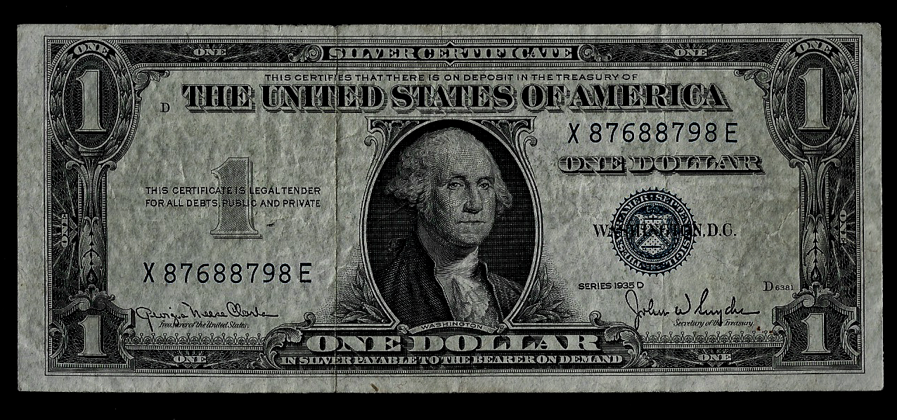 U.S.A ( 1 ) BANK NOTE SILVER CERTIFICATE 1 DOLLAR 1935 D FINE | eBay