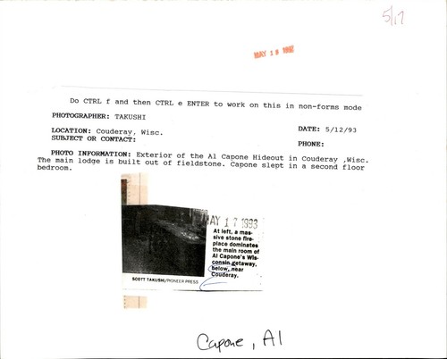 LG923 1993 Original Scott Takushi Photo AL CAPONE HIDEOUT IN COUDERAY ...