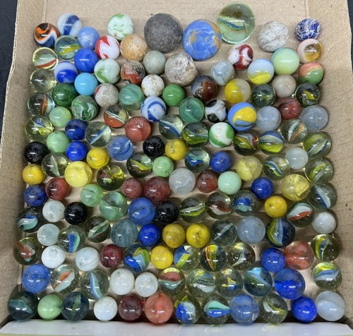 Vtg Lot 136 Marbles Multicolor Swirls Variety Size Clay | eBay