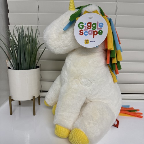 New Giggle Scape Baby Unicorn White 14" Plush Very Soft Stuffed Animal ...