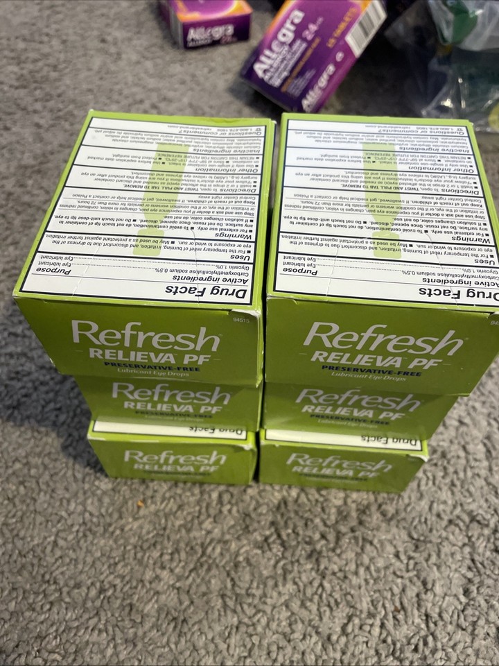A LOT 6 Refresh Relieva PF Lubricant Eye Drops Sealed 30 Vials Each Exp ...
