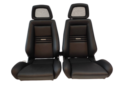PAIR OF Used AUTHENTIC RECARO LX BLACK Leather Net Headrest seats ...