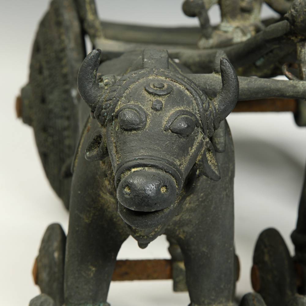 VINTAGE OX AND RIDER TEMPLE TOY GHORA AND RATHTHI BRASS INDIA EARLY ...