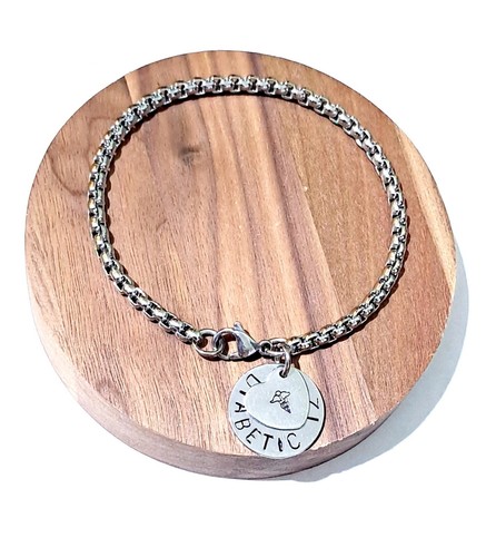 Medical Alert Bracelet Strong Stainless Steel Box Chain & Disc & Heart ...