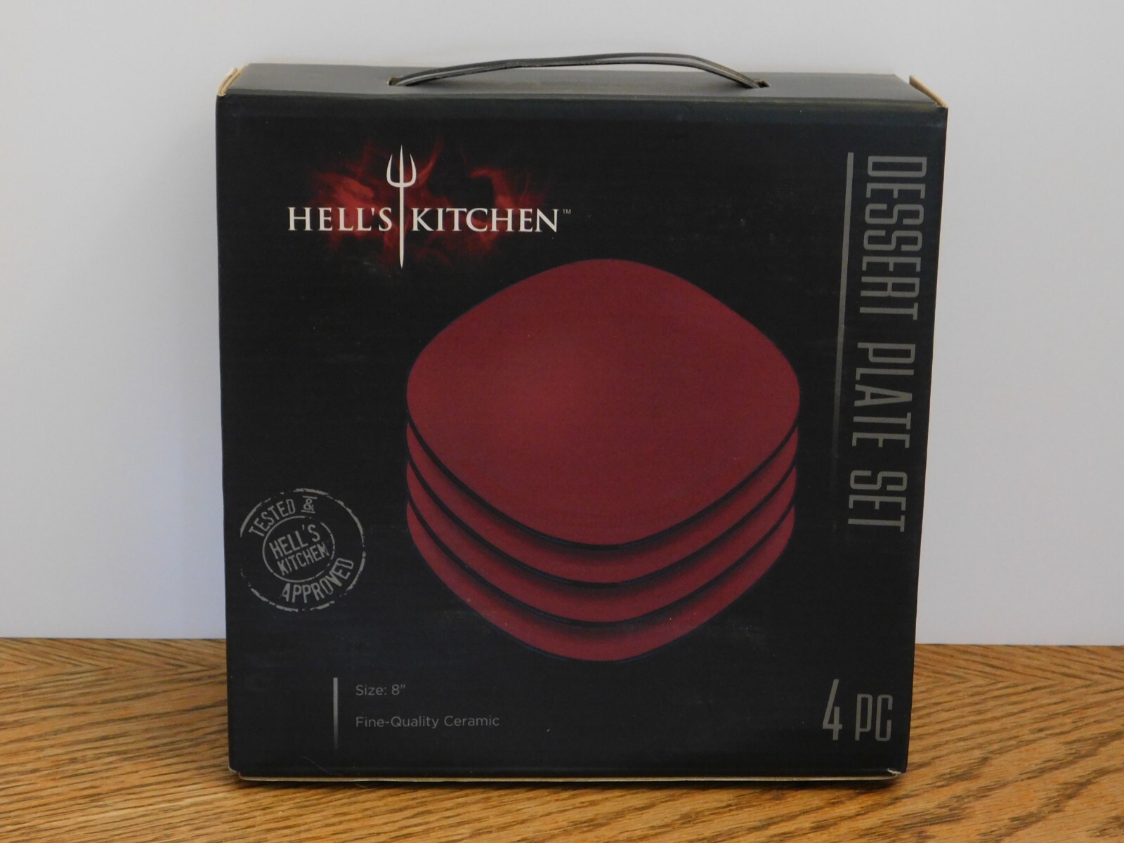 NEW Hell's Kitchen 4 Piece Dessert 8" Red & Black Plate Set Fine ...