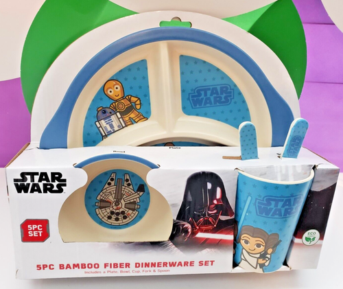 Disney STAR WARS MANDALORIAN Dinnerware Set 5, Plate, Bowl, Cup, Fork ...