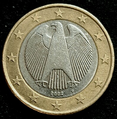 1 Euro Coin 2002 "D" Germany, 2002 "D" Germany, 1 Euro coin, Germany ...