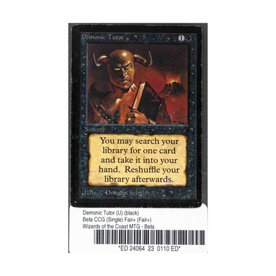 WOTC MtG Beta Demonic Tutor (U) Fair+ | eBay