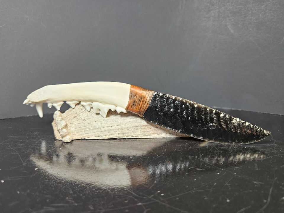 AUTHENTIC KENNY HULL Perfection Flaking MEXICAN Green Obsidian Knife ...