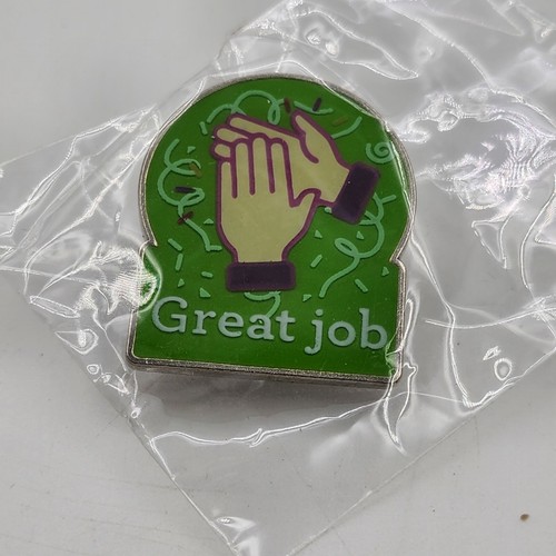 Great Job Employee Lapel Pin Hands Clapping Round Green Silver Tone | eBay