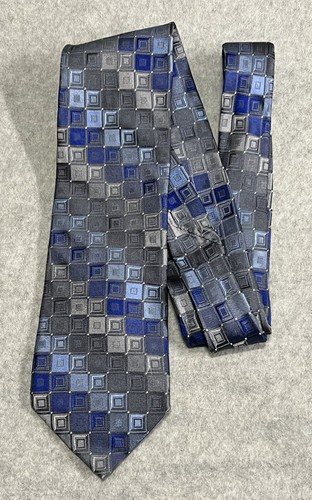 KENNETH COLE REACTION Necktie Blue & Gray 100% Silk Tie 59" x 3" | eBay