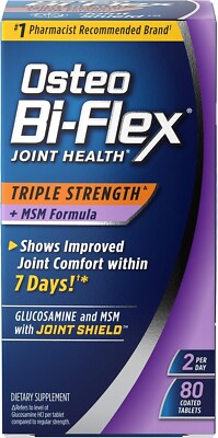 Osteo Bi-Flex Joint Health Triple Strength MSM Formula 80 Tabs Exp: 03/ ...