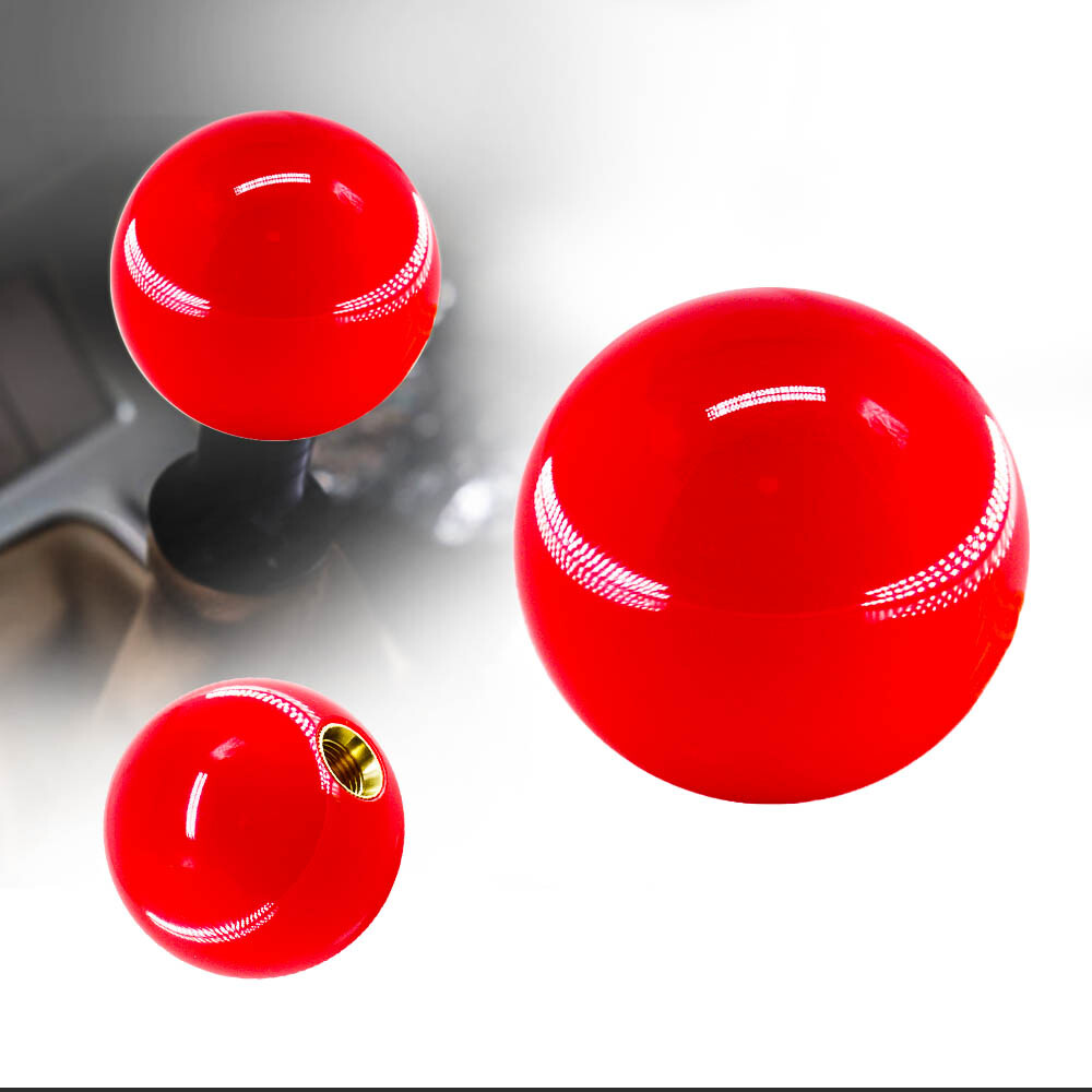UNIVERSAL ACRYLIC GLOSSY RED ROUND BALL SHIFT KNOB MANUAL GEAR SHIFTER ...