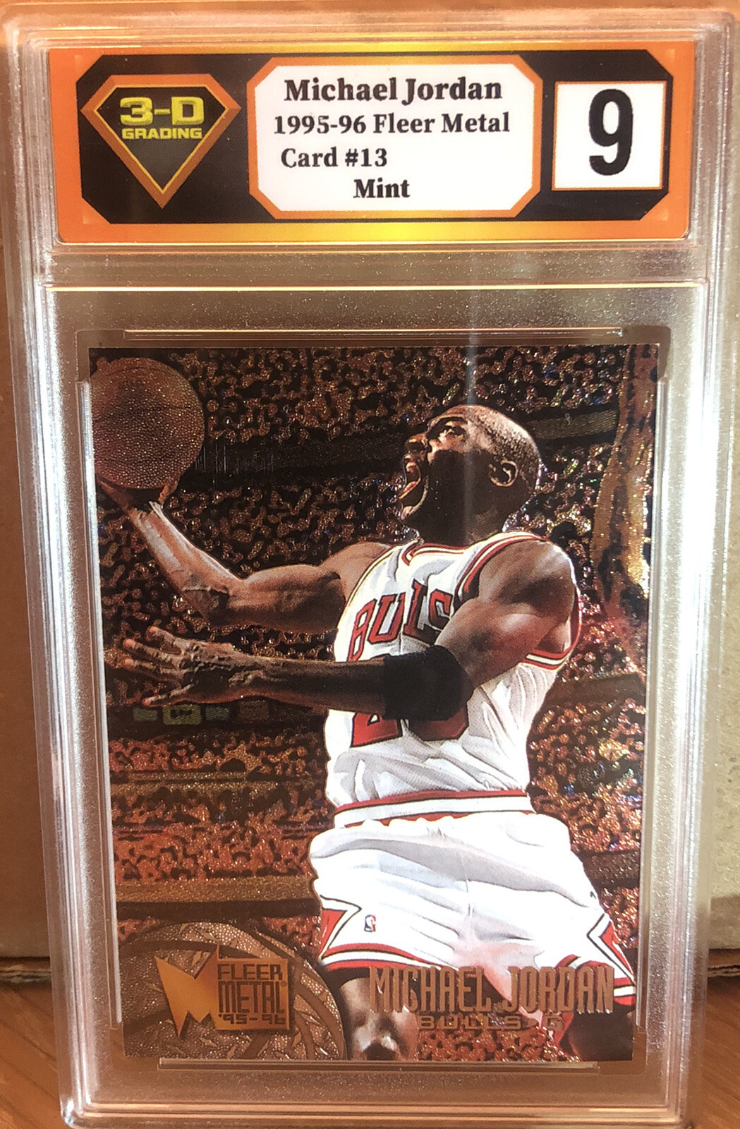 1995-96 Fleer Metal - #13 Michael Jordan 3-D GRADING 9 Mint Plus Sub ...