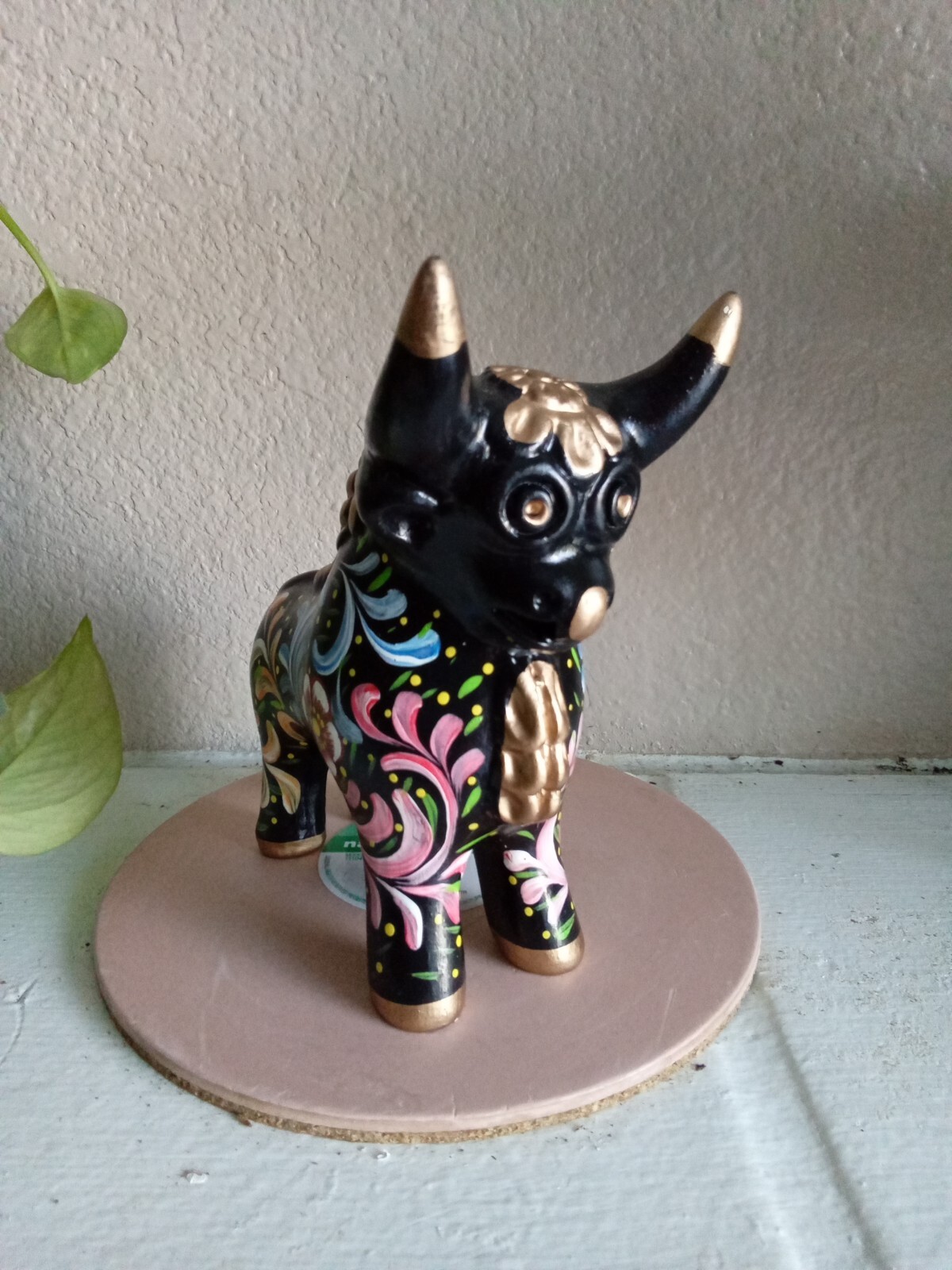 Hand Painted Black Ceramic Pucara Bull Peruvian Folk Art Bull of Pucara ...
