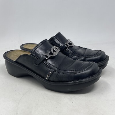 Naot Shoes Womens 38 Clogs Mules Wedge Heels Slip On Black Leather ...