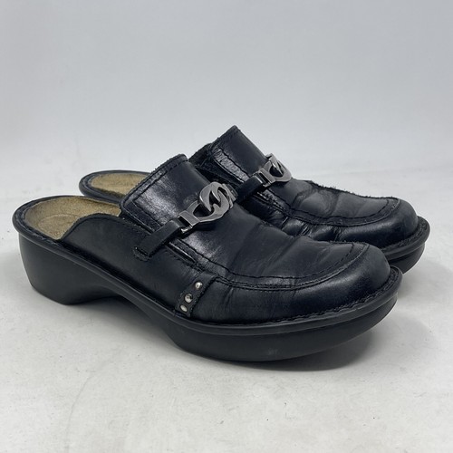Naot Shoes Womens 38 Clogs Mules Wedge Heels Slip On Black Leather ...