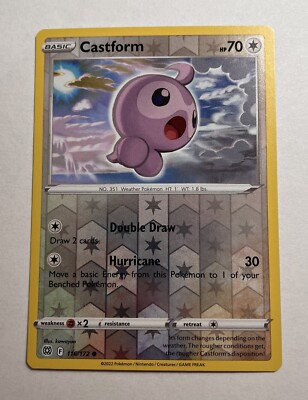 Pokemon Brilliant Stars Castform Reverse Holo 116/172 Pack Fresh! Near ...