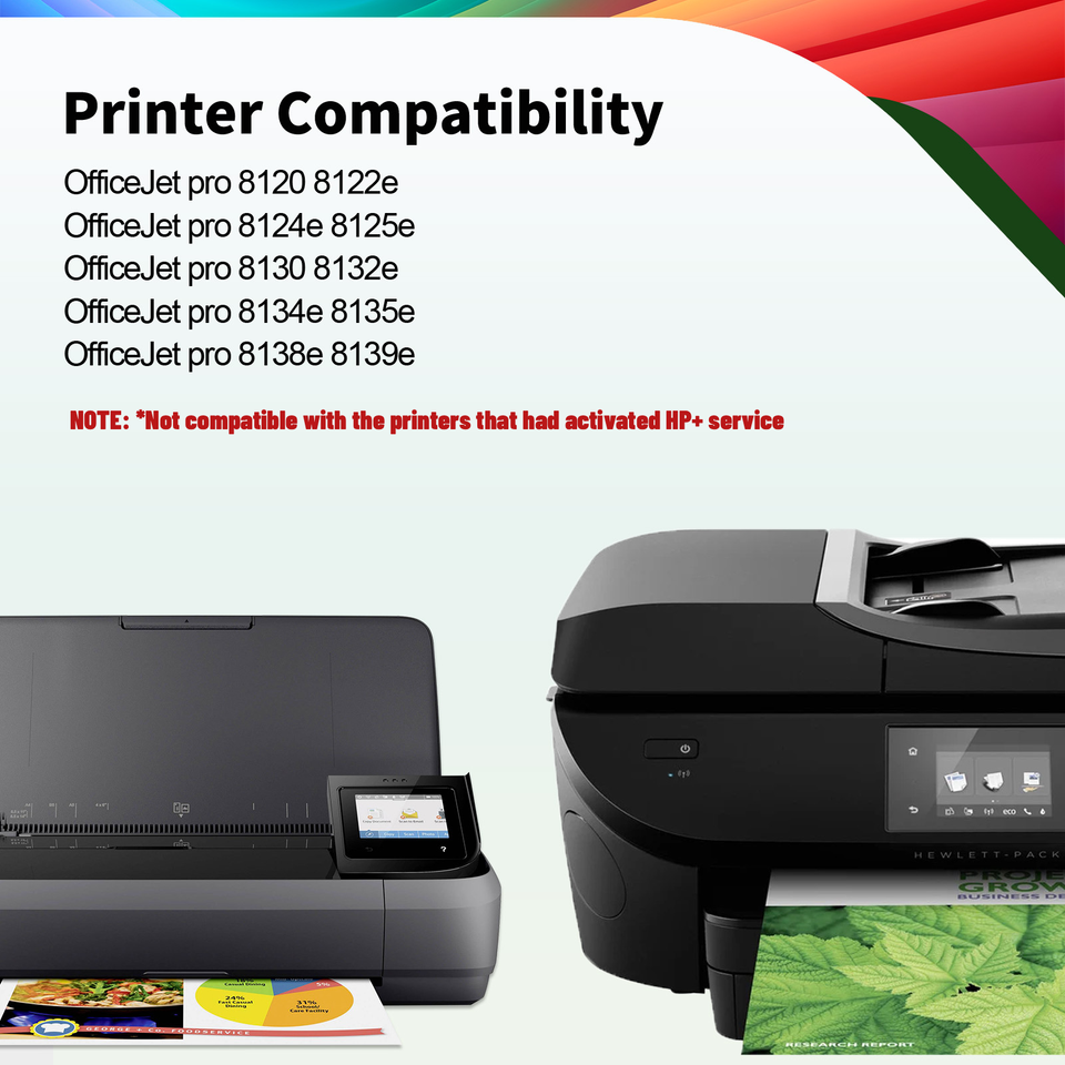 923e BCMY Ink Fits for HP 923e OfficeJet pro 8120 8122e 8124e 8125e ...