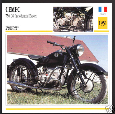 1951 Cemec 750cc C8 Presidential Escort Motorcycle Photo Spec Sheet ...