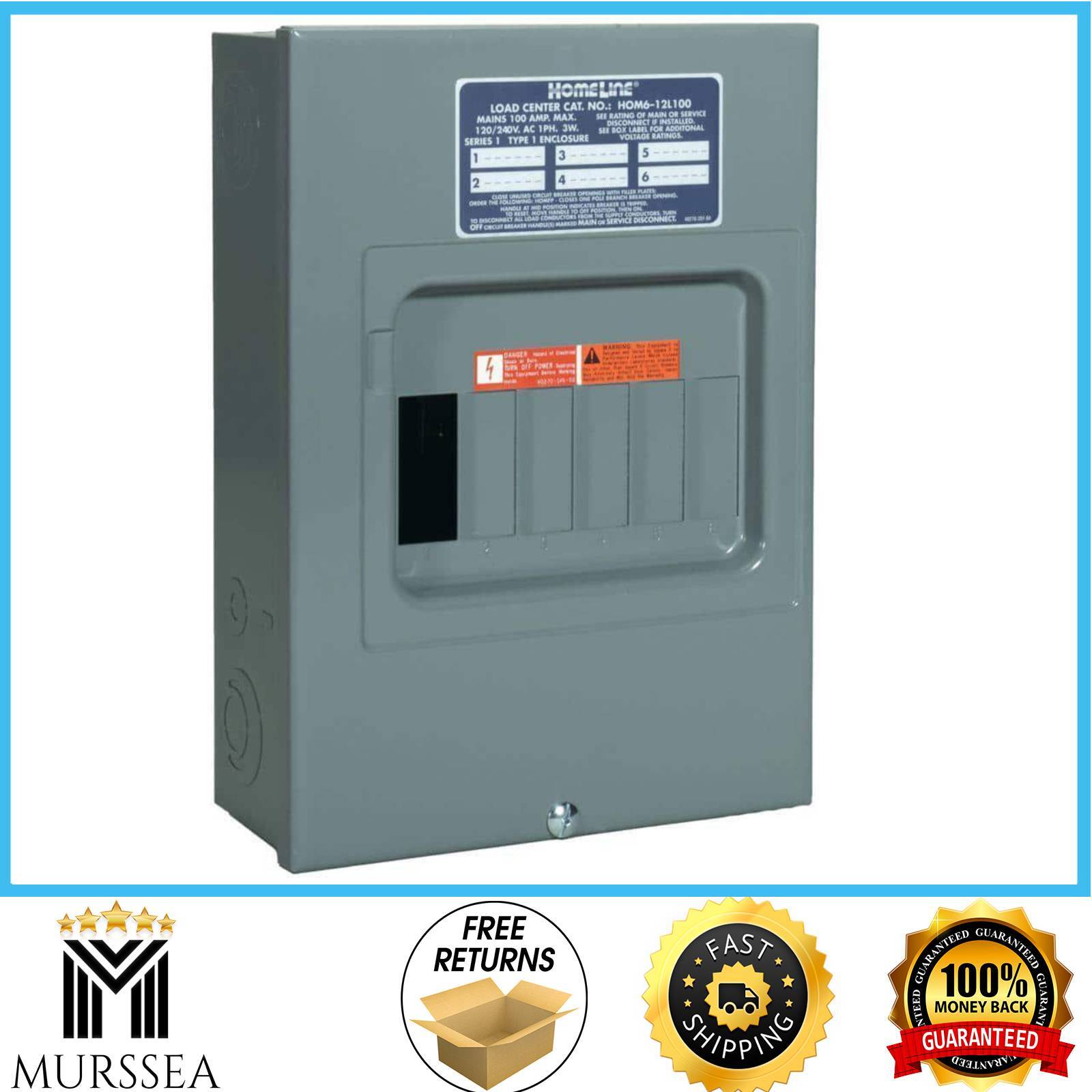 100 Amp Indoor Main Lug Load Center 6 Space 12 Circuit Electrical Sub ...