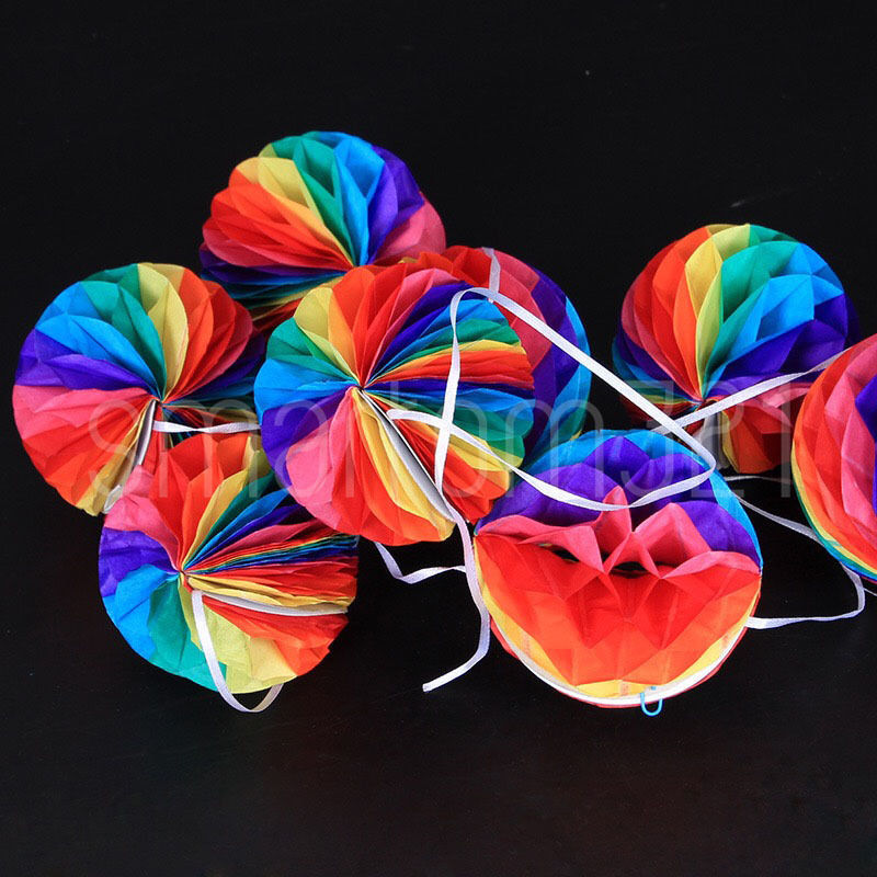 HONEYCOMB Hanging Paper BALLS Wedding Birthday Garland Party Deco Gold ...