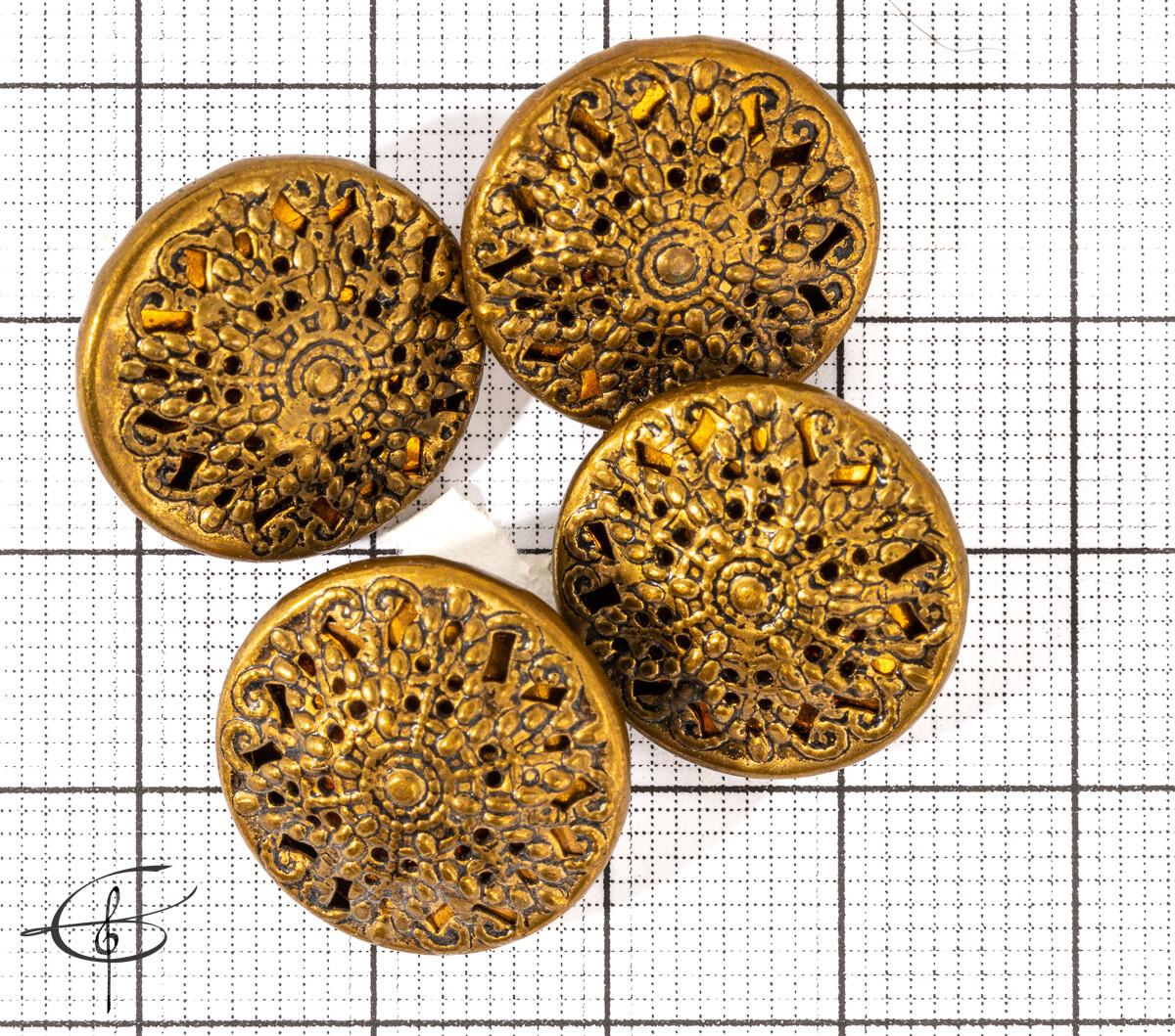 Filigree Ornamental Buttons Antique Vintage Import 2cm Set of 4 | eBay