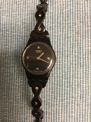 Vintage Womens Swatch Watch, All Black With Crystals AG 2004 | eBay
