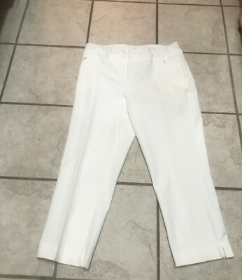 NWT JOHN MARK size "16" WHITE/IVORY COTTON BLEND STRETCH PULL ON PANTS ...