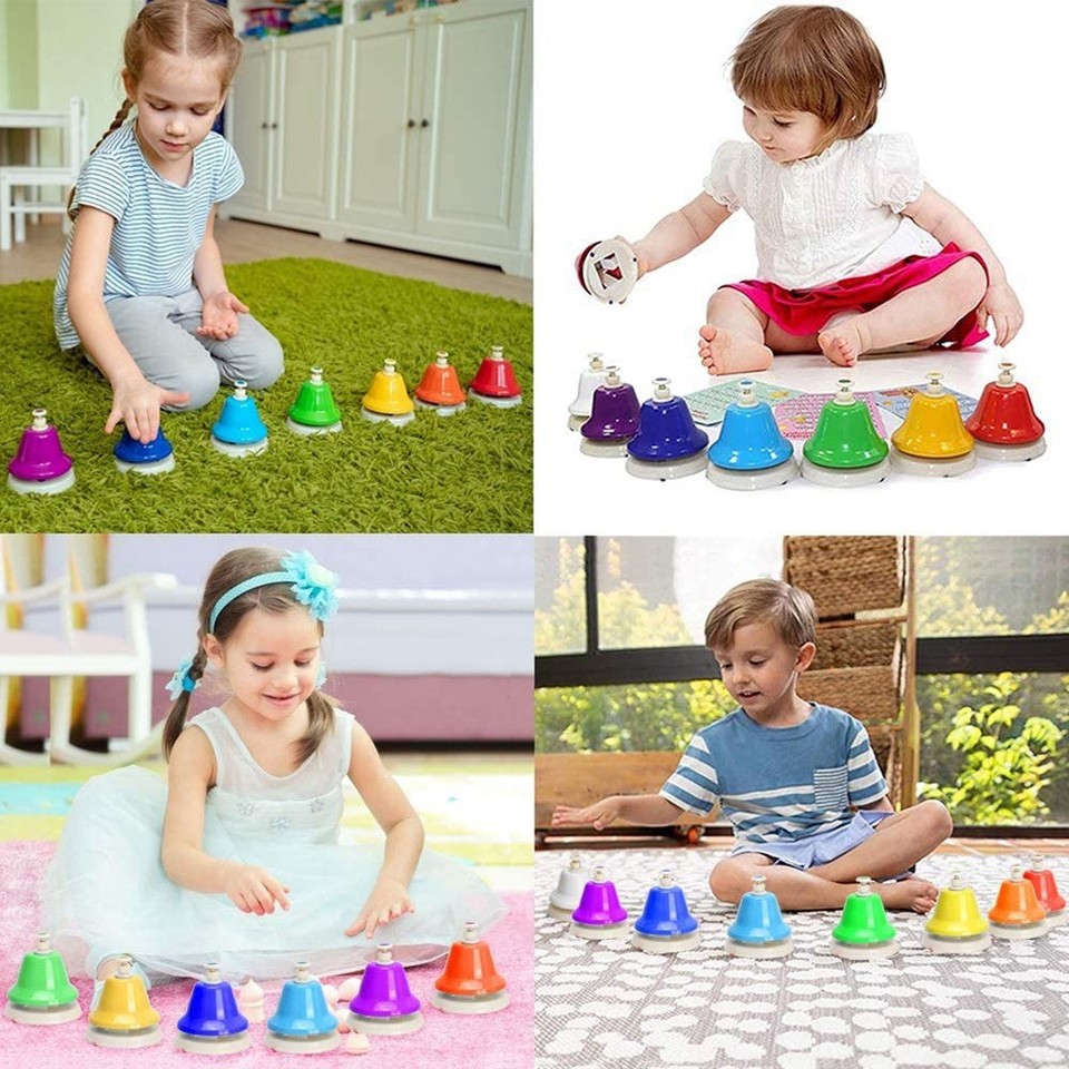 Desk Bells, 8 Notes Diatonic Metal Hand Bells, Music Bells, Musical2149 ...