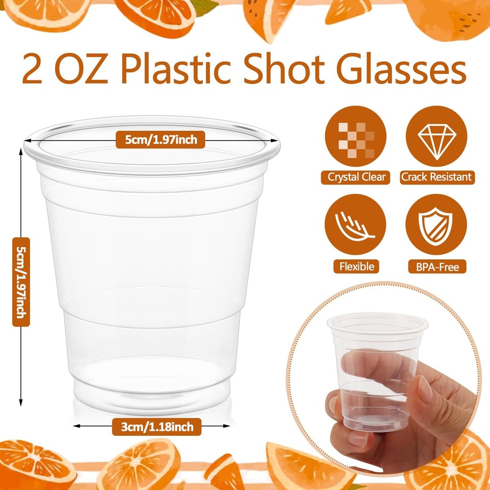 600 Pack 2oz Plastic Shot Glasses - Disposable Shot Glasses Mini Shot ...