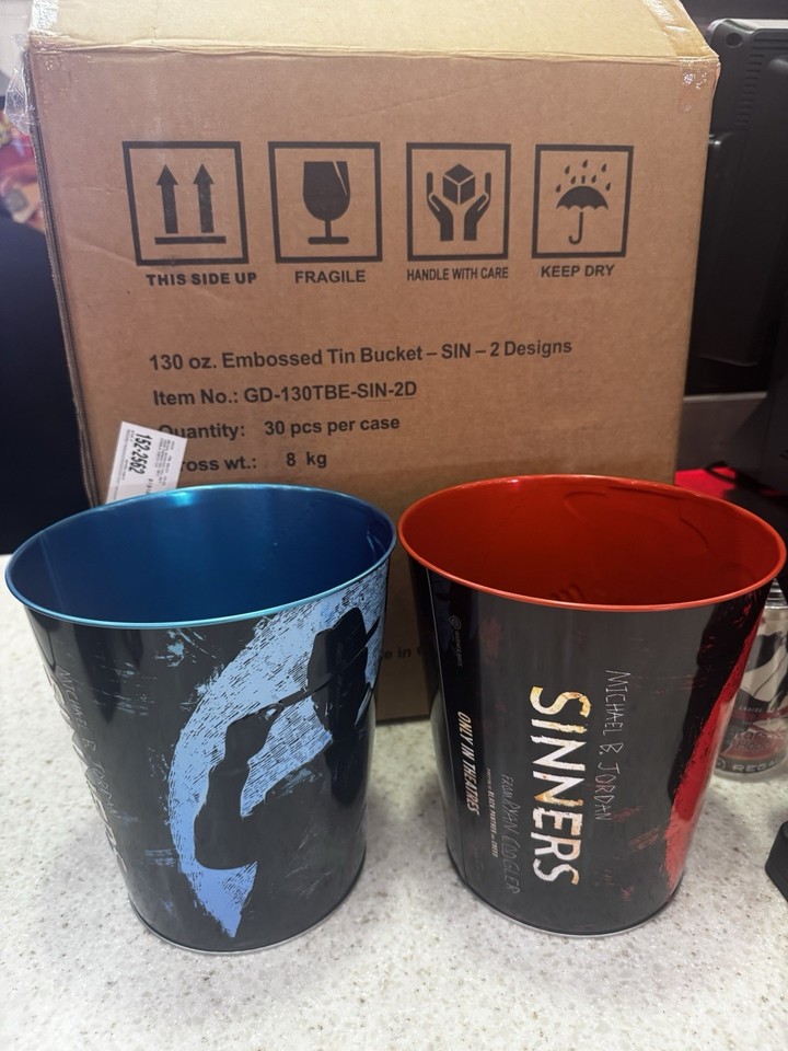 NEW AMC Sinners Popcorn Bucket Tin Combo Red & Blue | eBay
