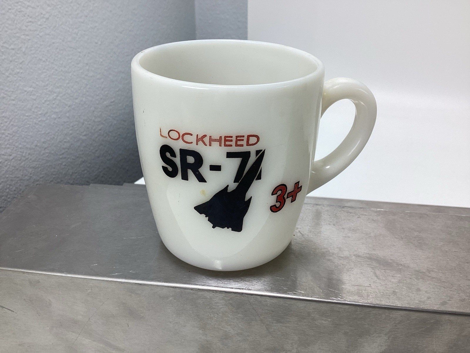 Lockheed ADR SR-71 3+Retired Blackbird Air Force Milk Glass Mug Skunk ...