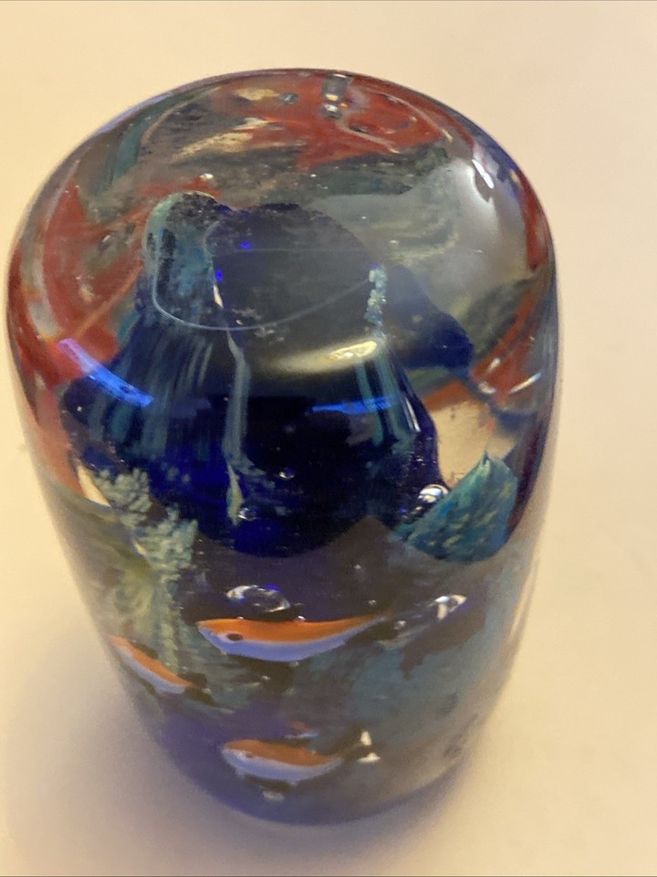 Beautiful Glass Murano Style Fish Aquarium Paperweight With Angelfish ...