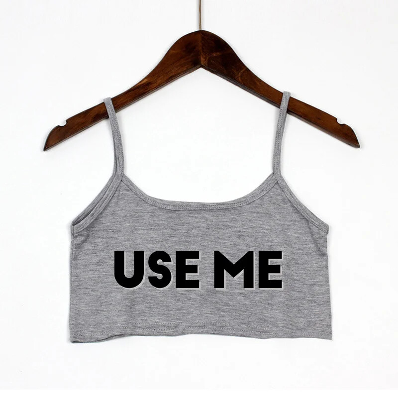 Sexy Sleeveless Short Crop USE ME Letters Print Crop Top Slutty F-ck Me ...
