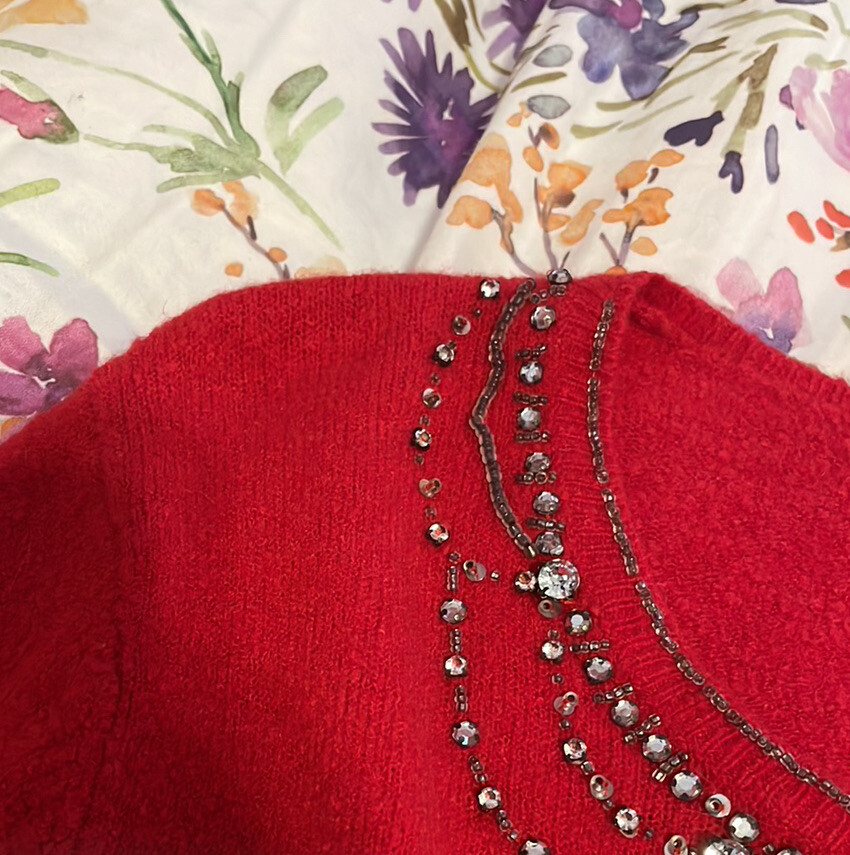Moda International Red Sweater with Rhinestones Size L Brand new | eBay