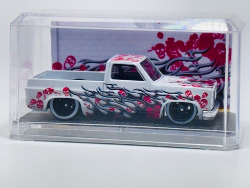 CUSTOM Hot Wheels 83 Chevy Silverado Skulls Flames On Custom Display RR ...