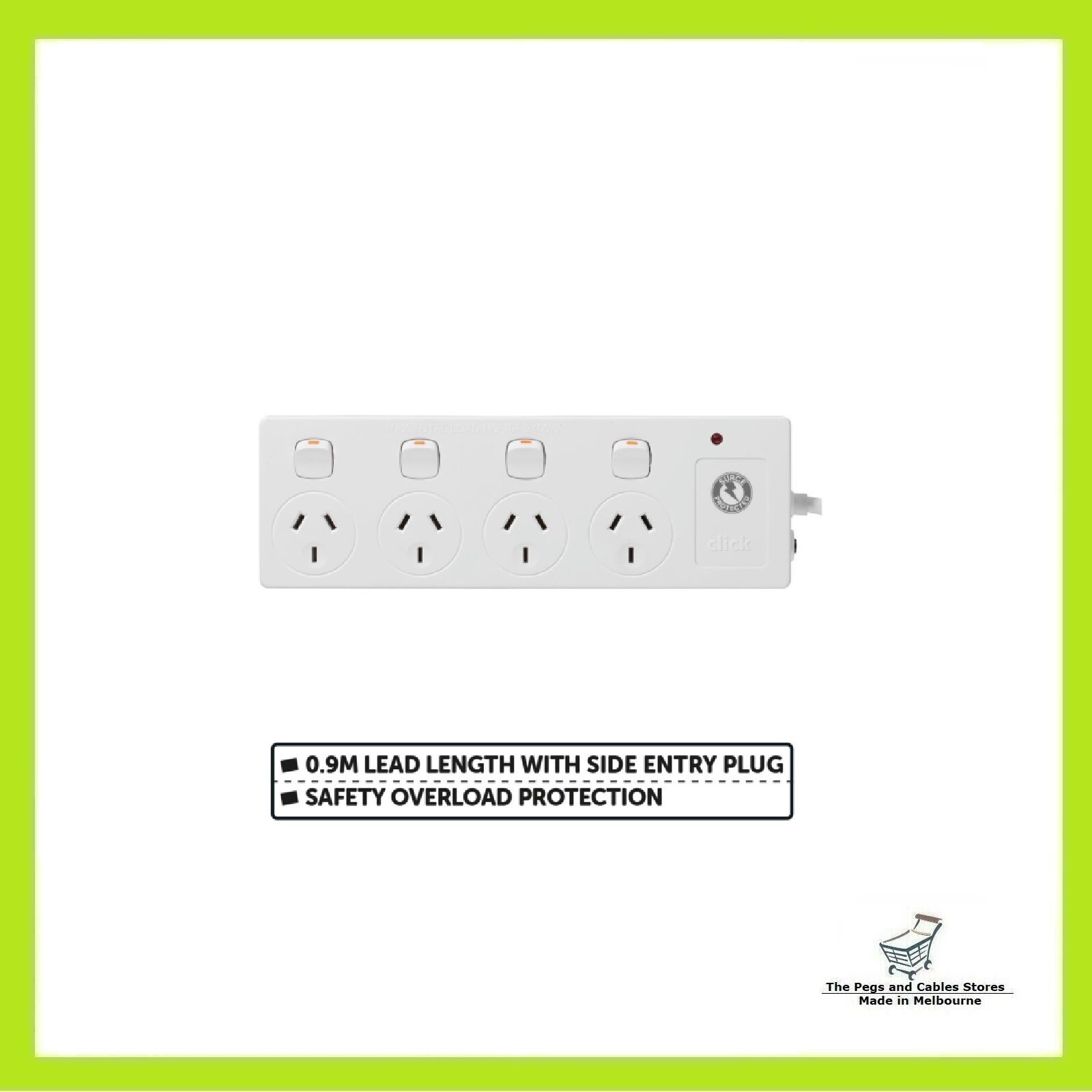 Click White 4 Outlet Switched Powerboard Surge Protect | eBay Australia