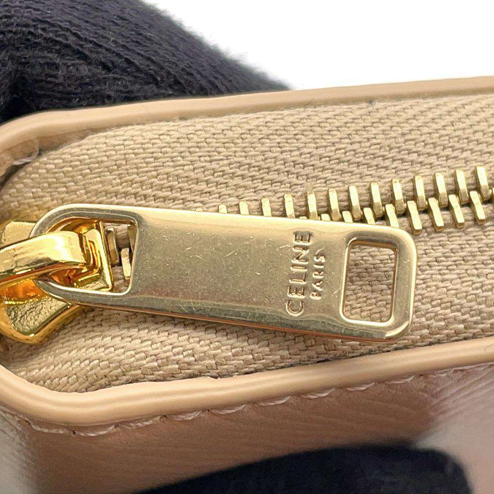 CELINE Compact zip wallet Grain Leather Beige 10B663B… - Gem