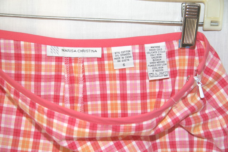 MARISA CHRISTINA skirt sz 6 waist 30 fitted side zip NWOT pink multi ...