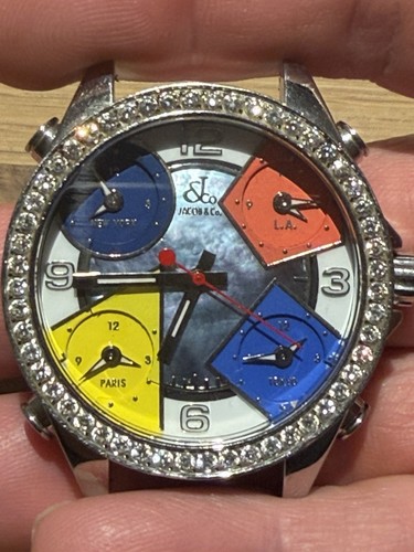 Jacob and Co. Five Time Zone Mother of Pearl Diamond Bezel Watch 40 mm ...