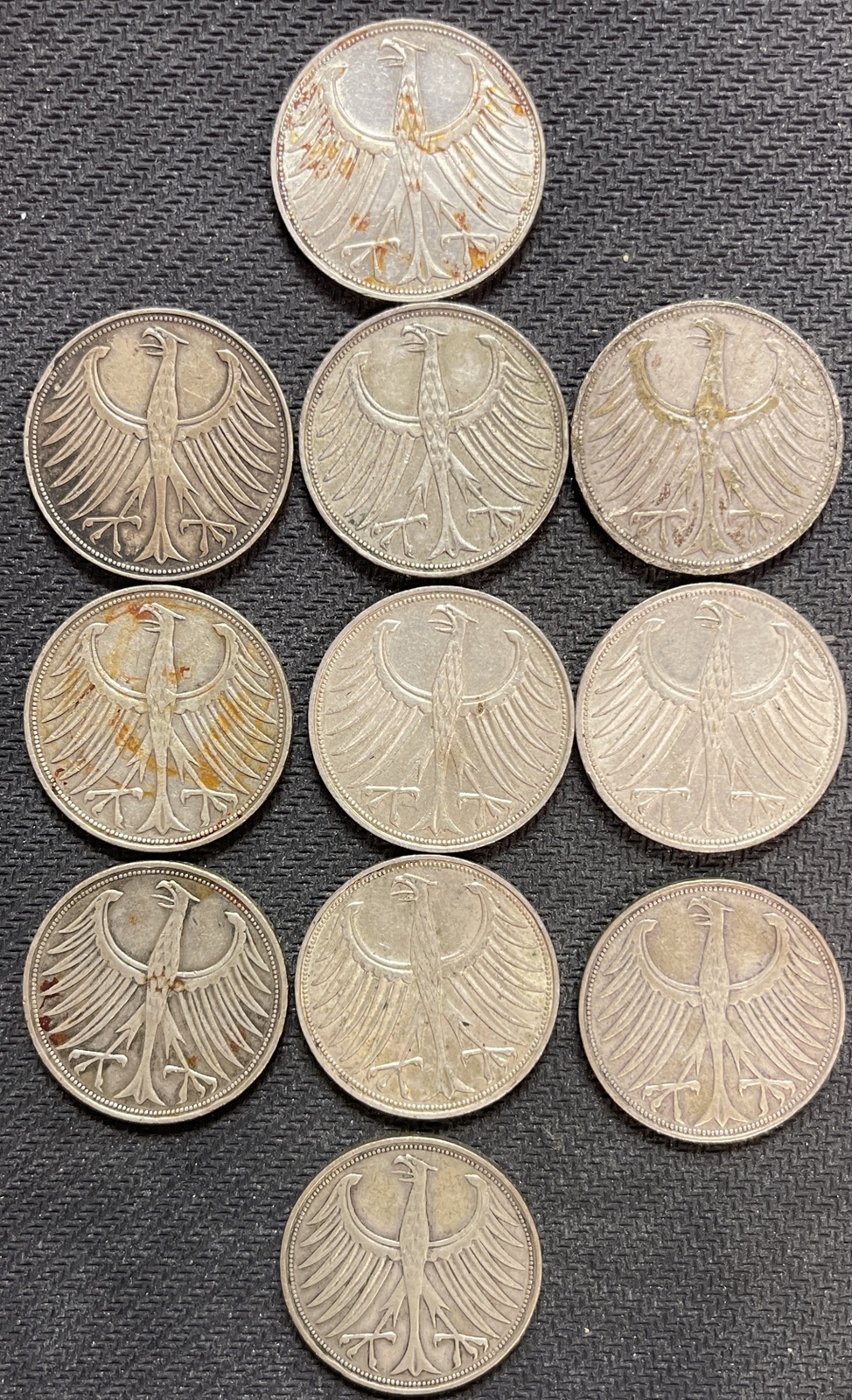 11 Vintage Winged Eagle Silver 5 Mark Coins (see Description) ENN Coins ...