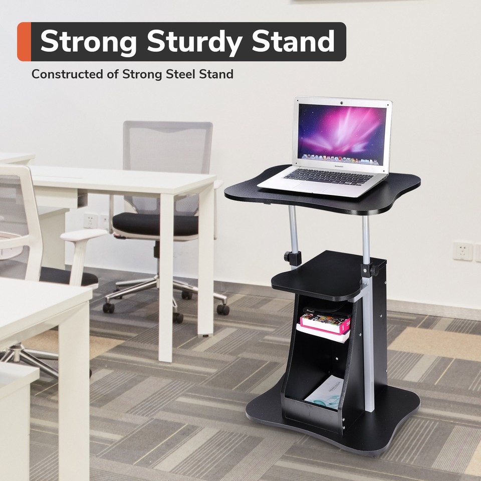 Mobile Laptop Desk Cart Stand Adjustable Computer Laptop Table Home ...