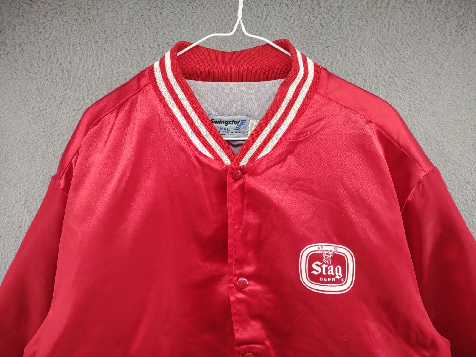 Vintage 90s 80s Stag Beer Swingster Satin Button Up Jacket Mens SZ 2XL ...