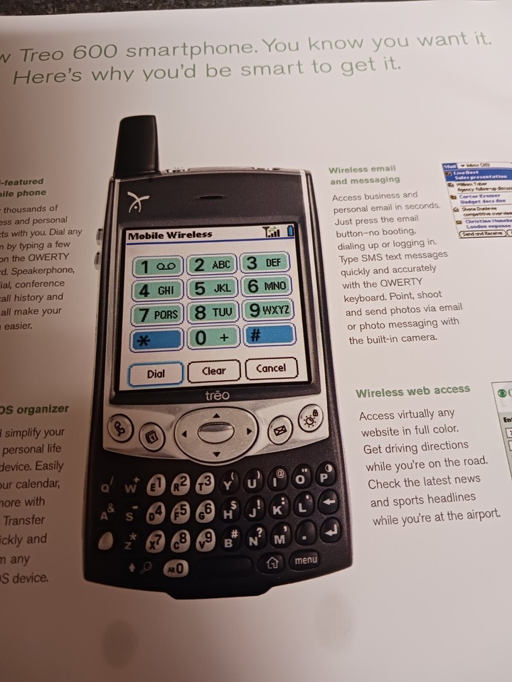 Rare 2003 Vintage Palm Treo 600 Smart Device Print Ad Double-Sided | eBay