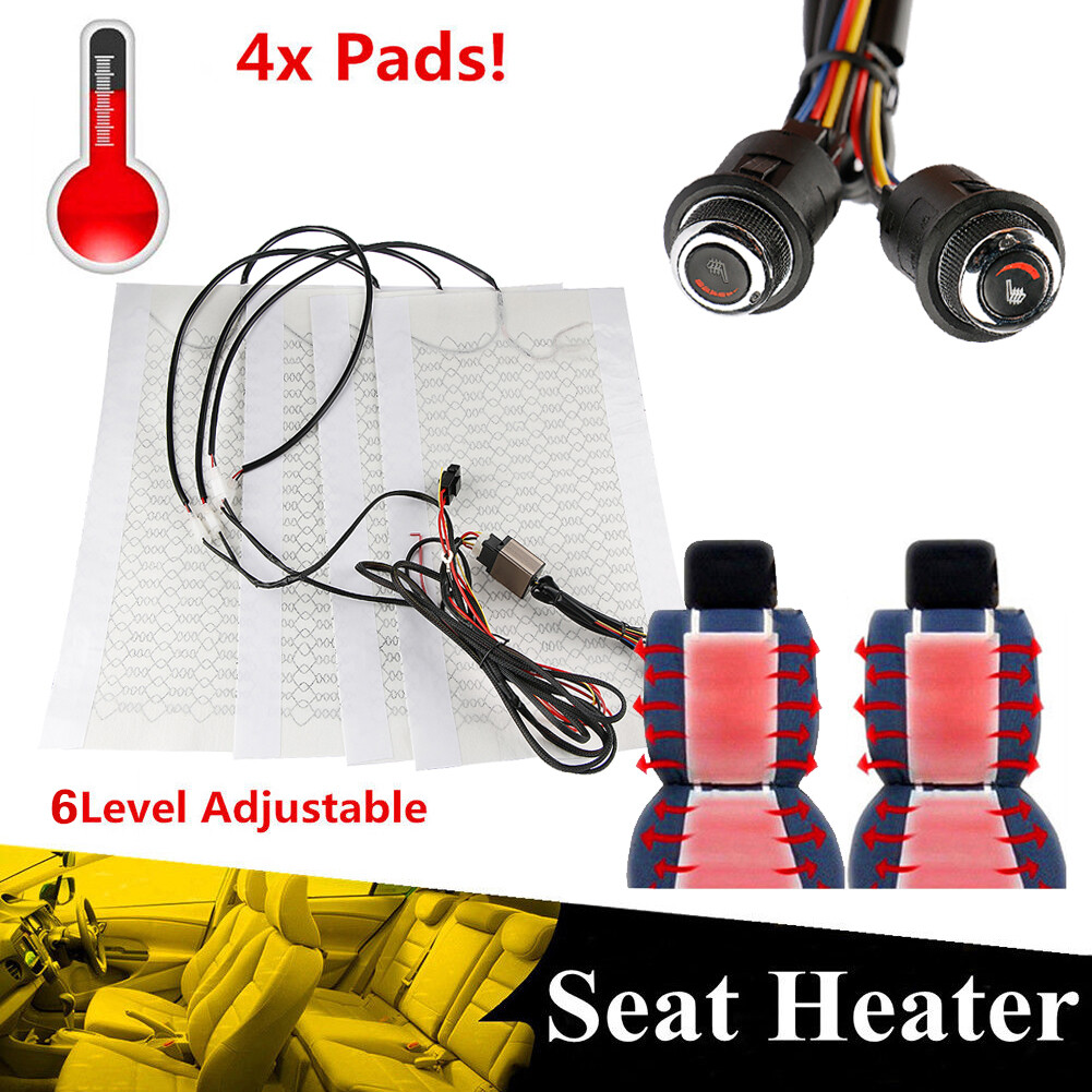 4X Car Seat Carbon Fiber Heated Cushion Seat Heater Pad Round Switch ...